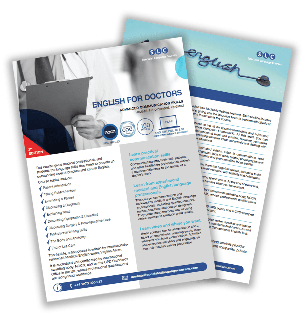 English for Doctors Online Course (100 Hours/Online) - SLC