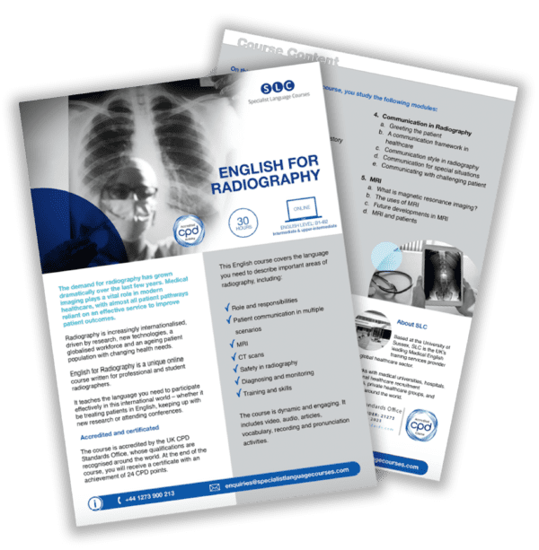 English Course for Radiographers (online/30-hours/Accredited)