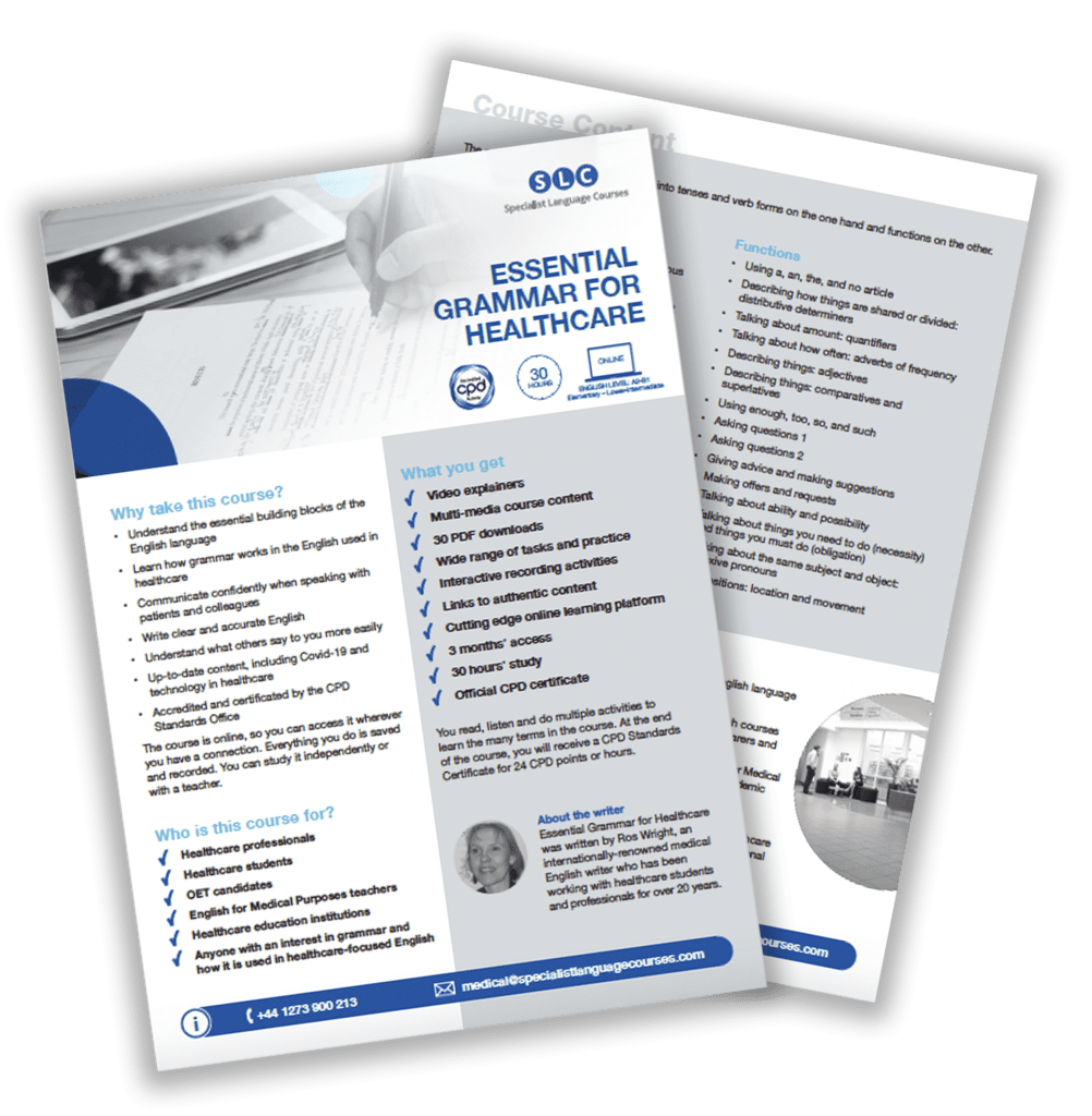 Syllabus Essential Grammar For Healthcare