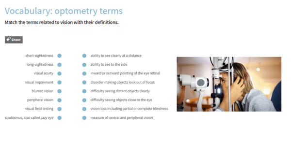 OET Listening - Vocabulary optometry terms – Specialist Language Courses